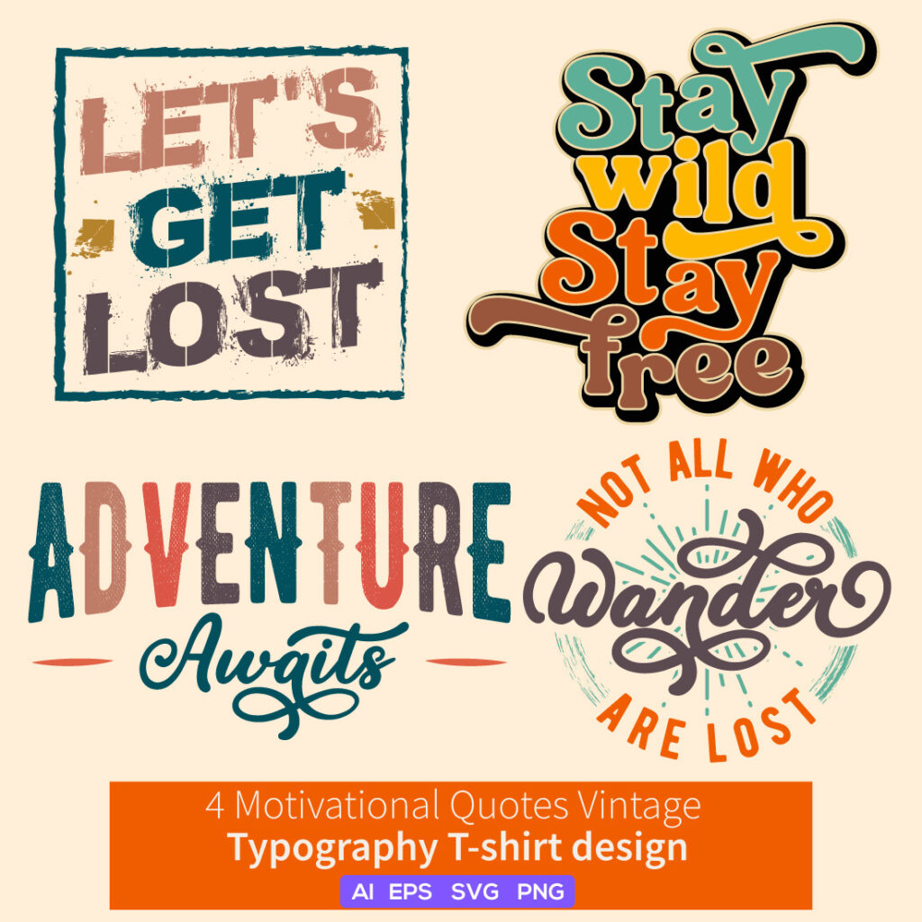 vintage typography t-shirts, motivational quotes, adventure, retro ...