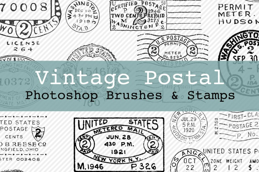 Postal Photoshop Brushes & Stamps – MasterBundles