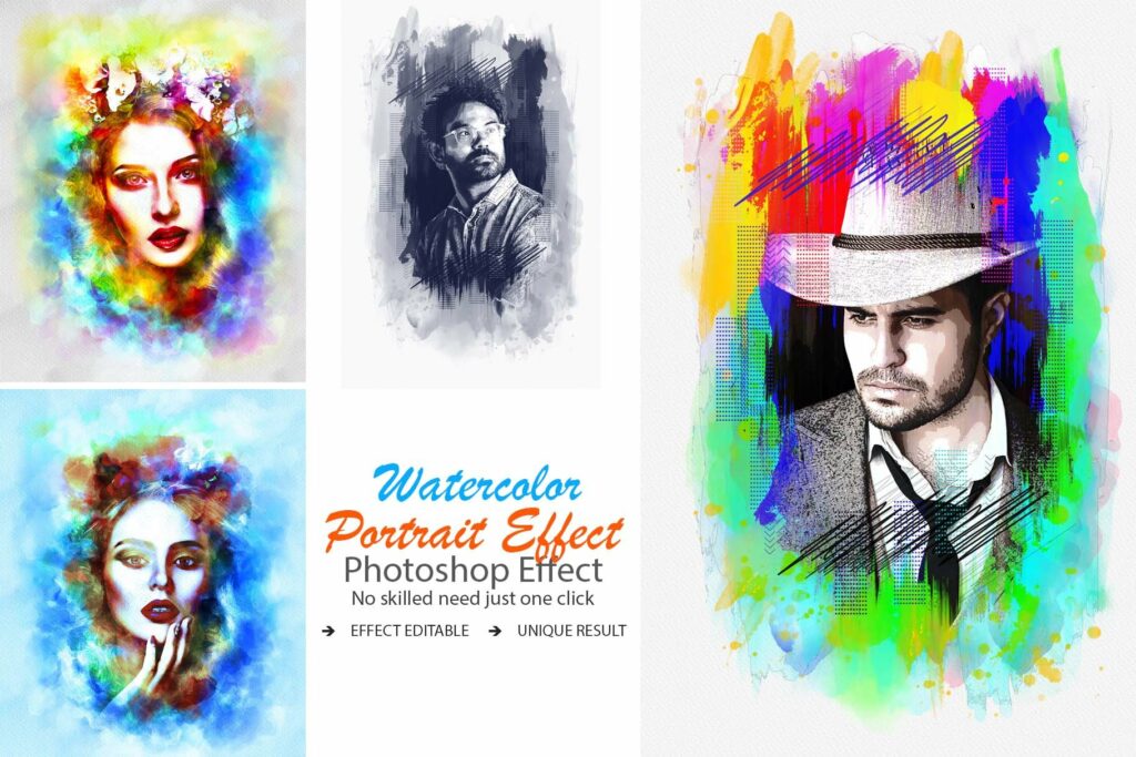 Watercolor Art Portrait Effect – MasterBundles