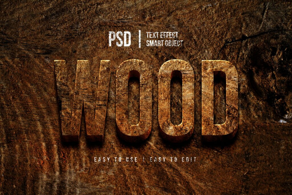 Wood Texture Typography Text Effect – MasterBundles