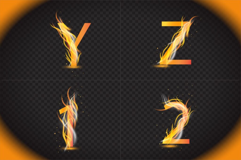 Fire Alphabet Letters Design – MasterBundles