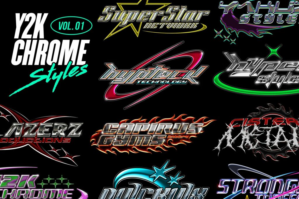 Y2K Chrome Text Effects – MasterBundles