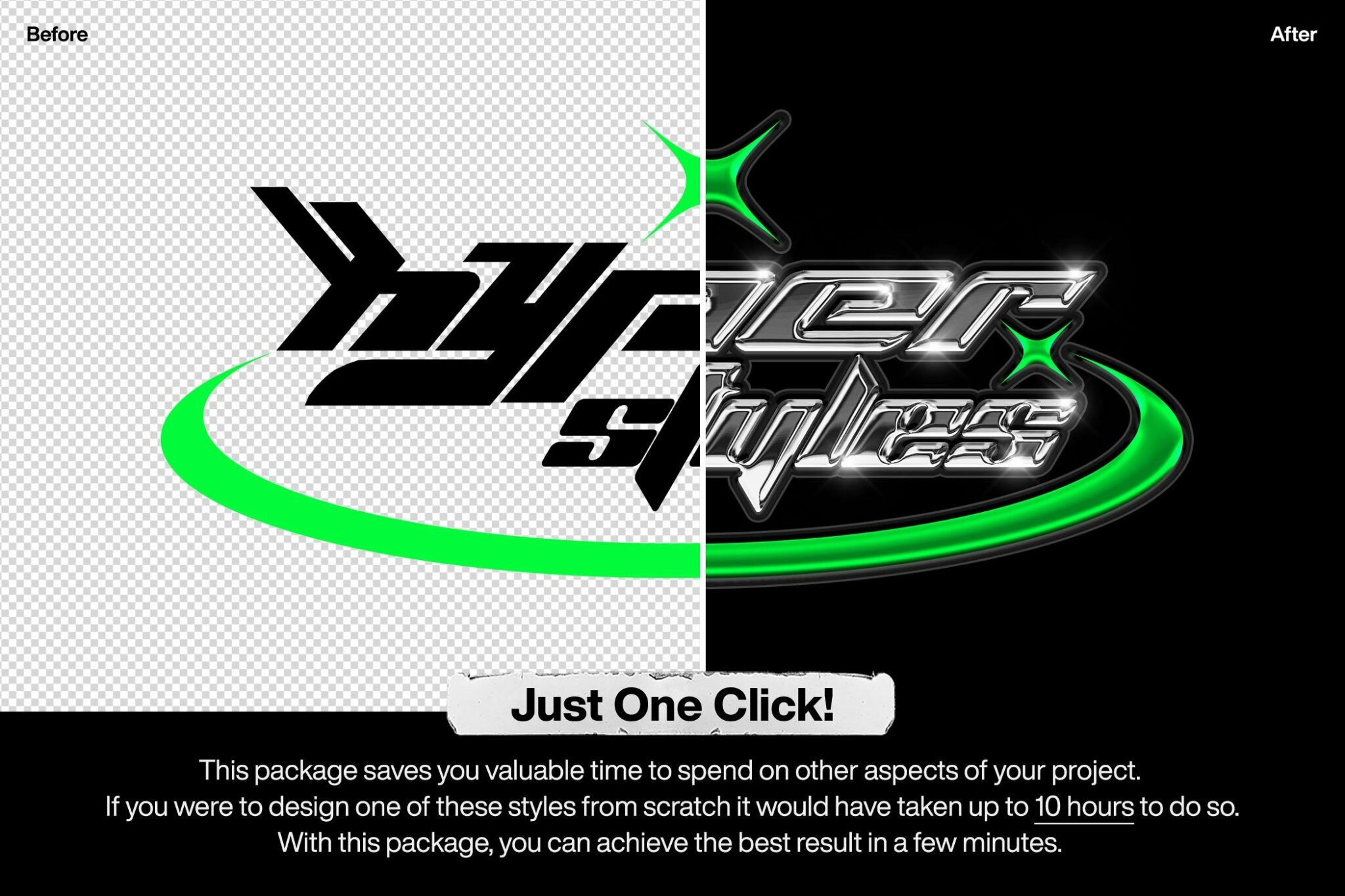 Y2K Chrome Text Effects – MasterBundles