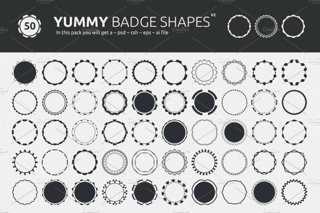 Yummy Badge Shapes V2 – MasterBundles