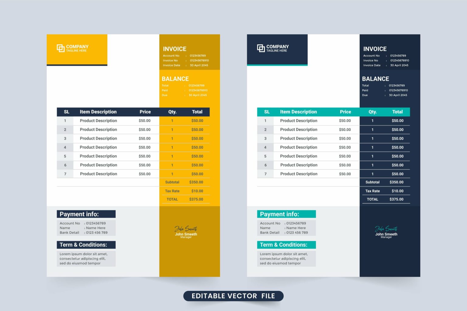 Invoice template vector with billing – MasterBundles
