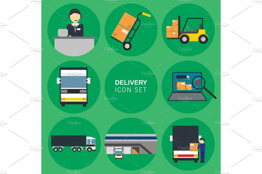 Cargo delivery icon set – MasterBundles