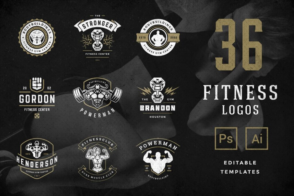Retro Fitness & Gym Logos Set – MasterBundles