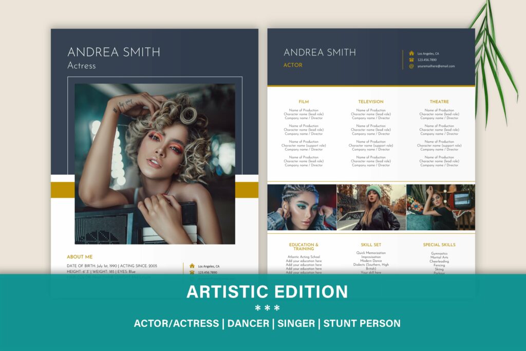 Actor, Actress Resume Design Word – MasterBundles