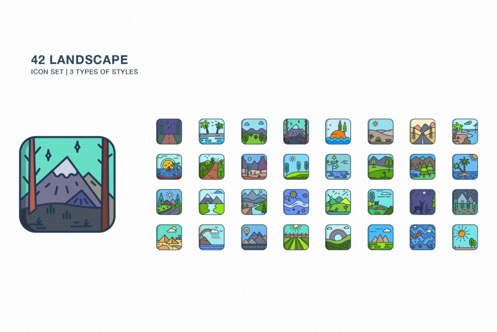 Landscape icon set – MasterBundles