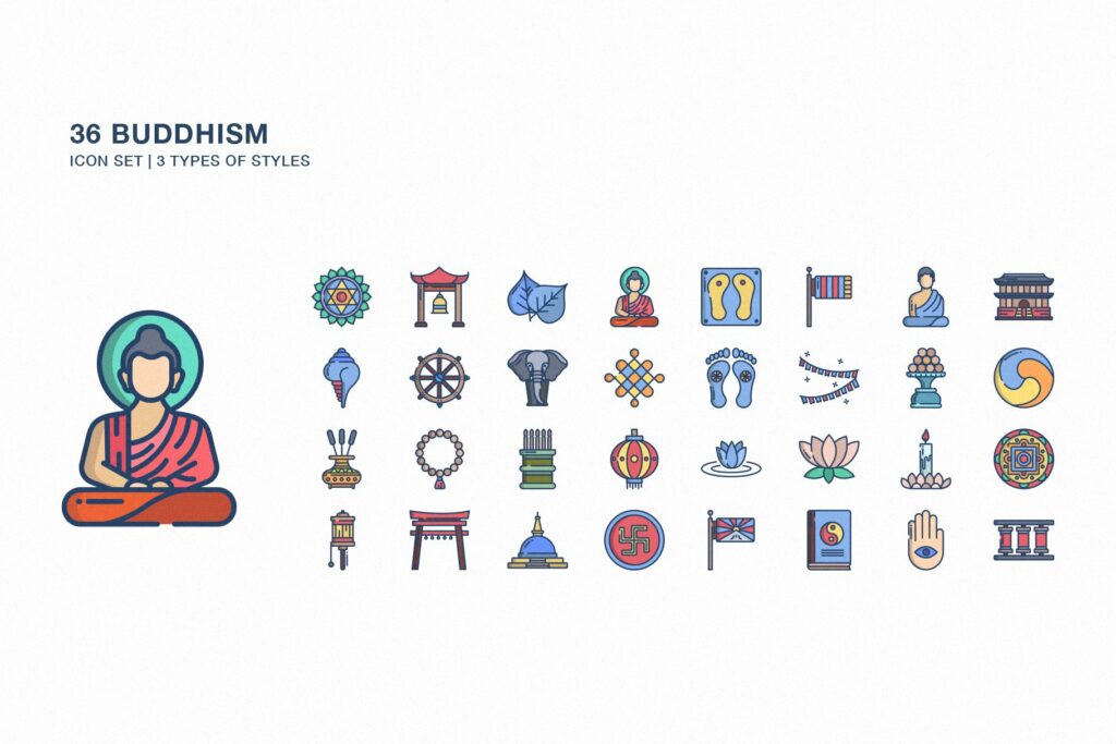 Buddhism religion icon set – MasterBundles