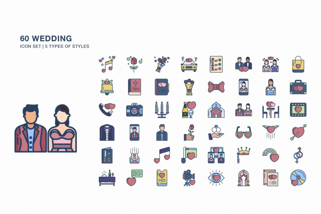 Wedding and marriage icon set – MasterBundles