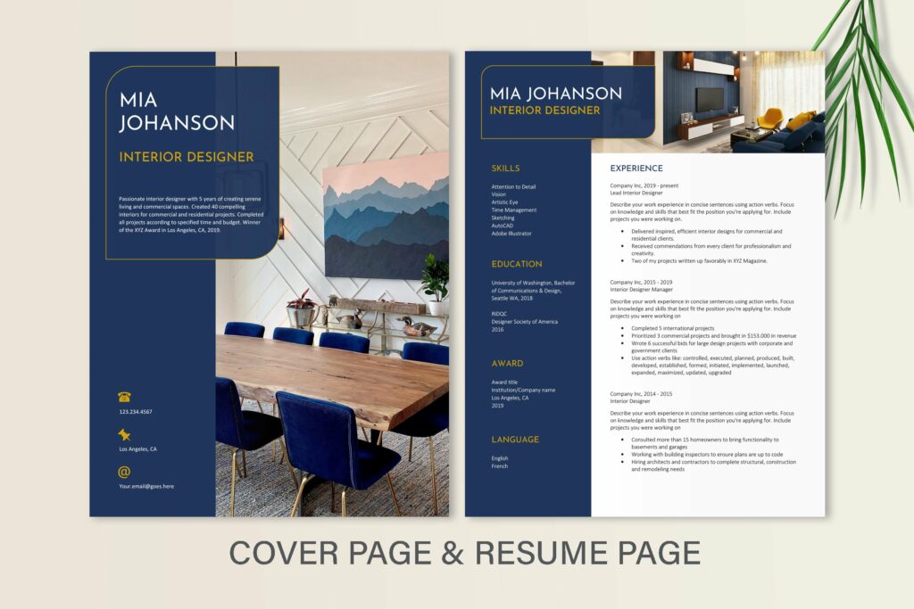 Interior designer resume portfolio – MasterBundles