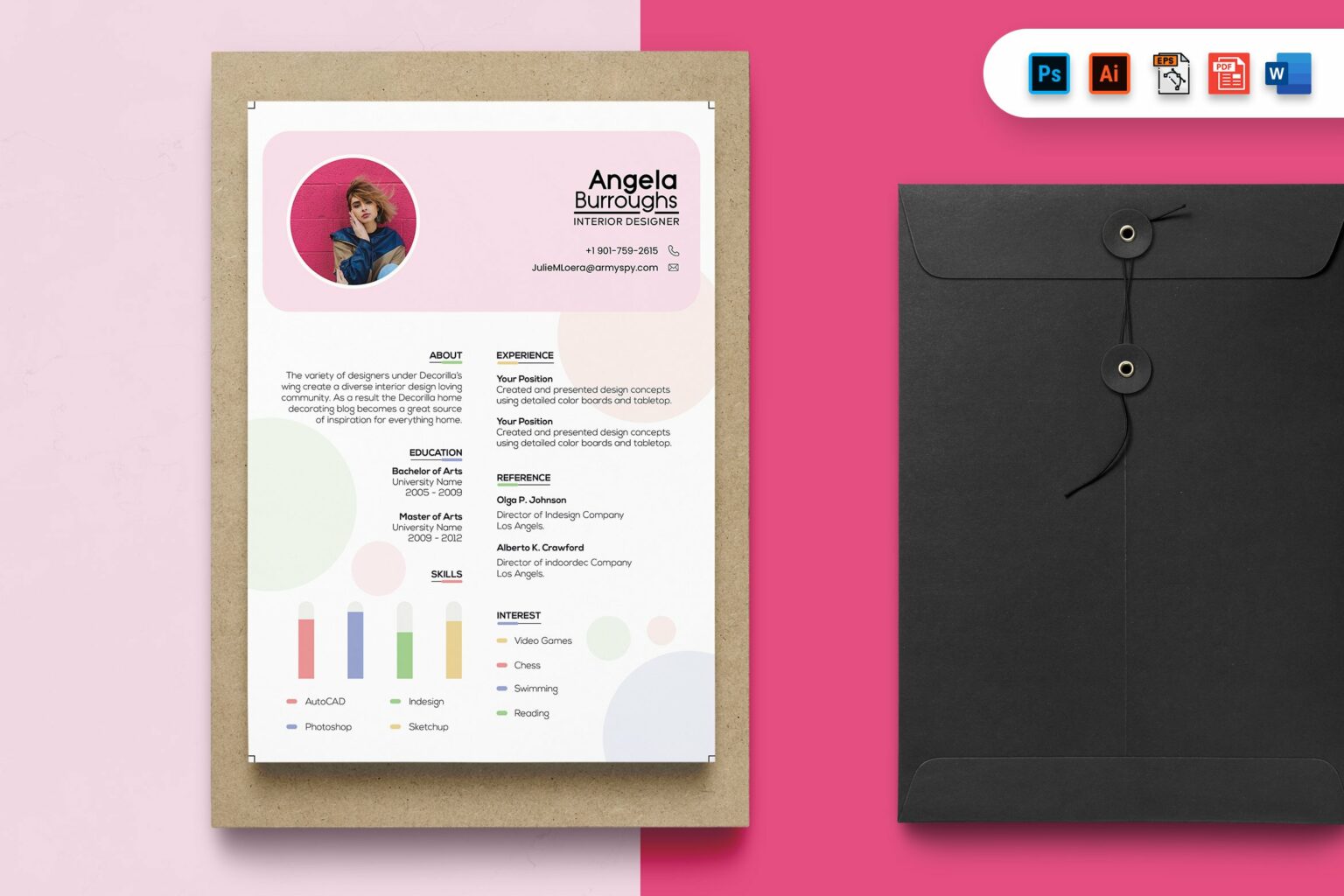 Interior Designer Minimal CV Resume – MasterBundles