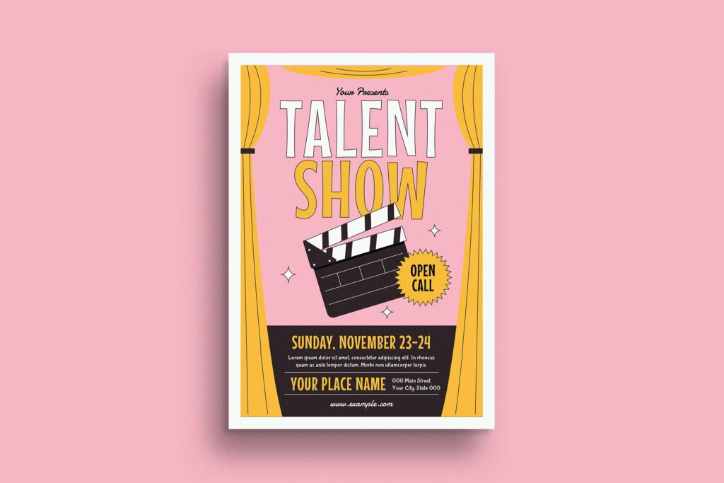 Retro Talent Show Event Flyer – MasterBundles
