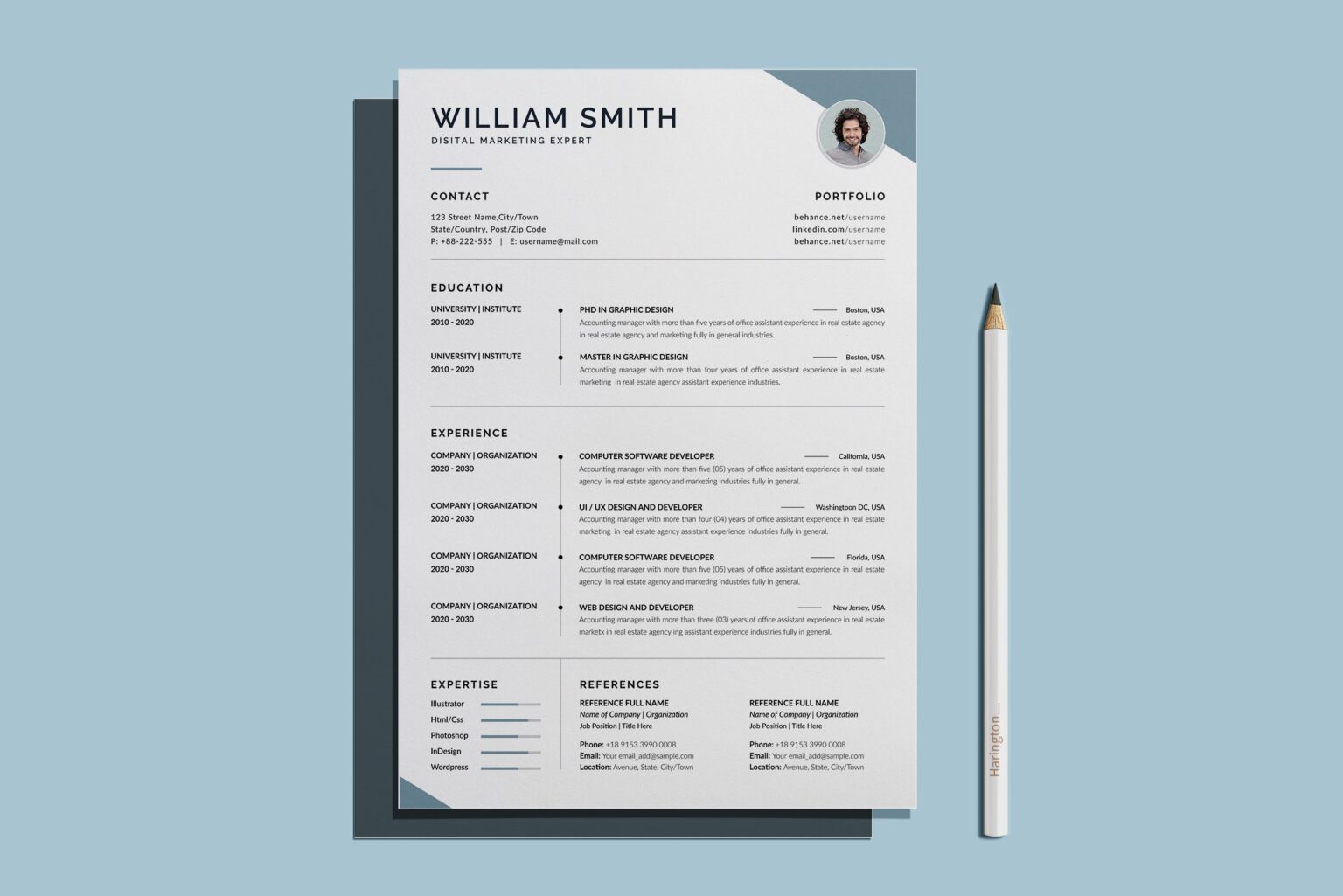 SMM Modern Resume/CV Word – MasterBundles