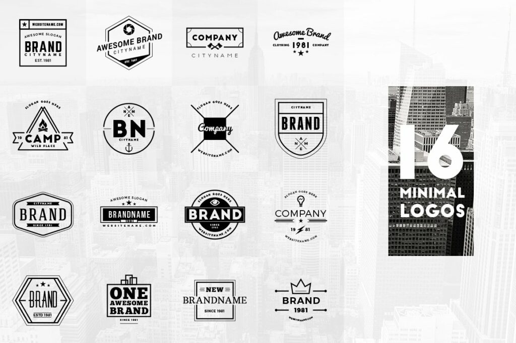 Set of 16 Minimal Logos – MasterBundles