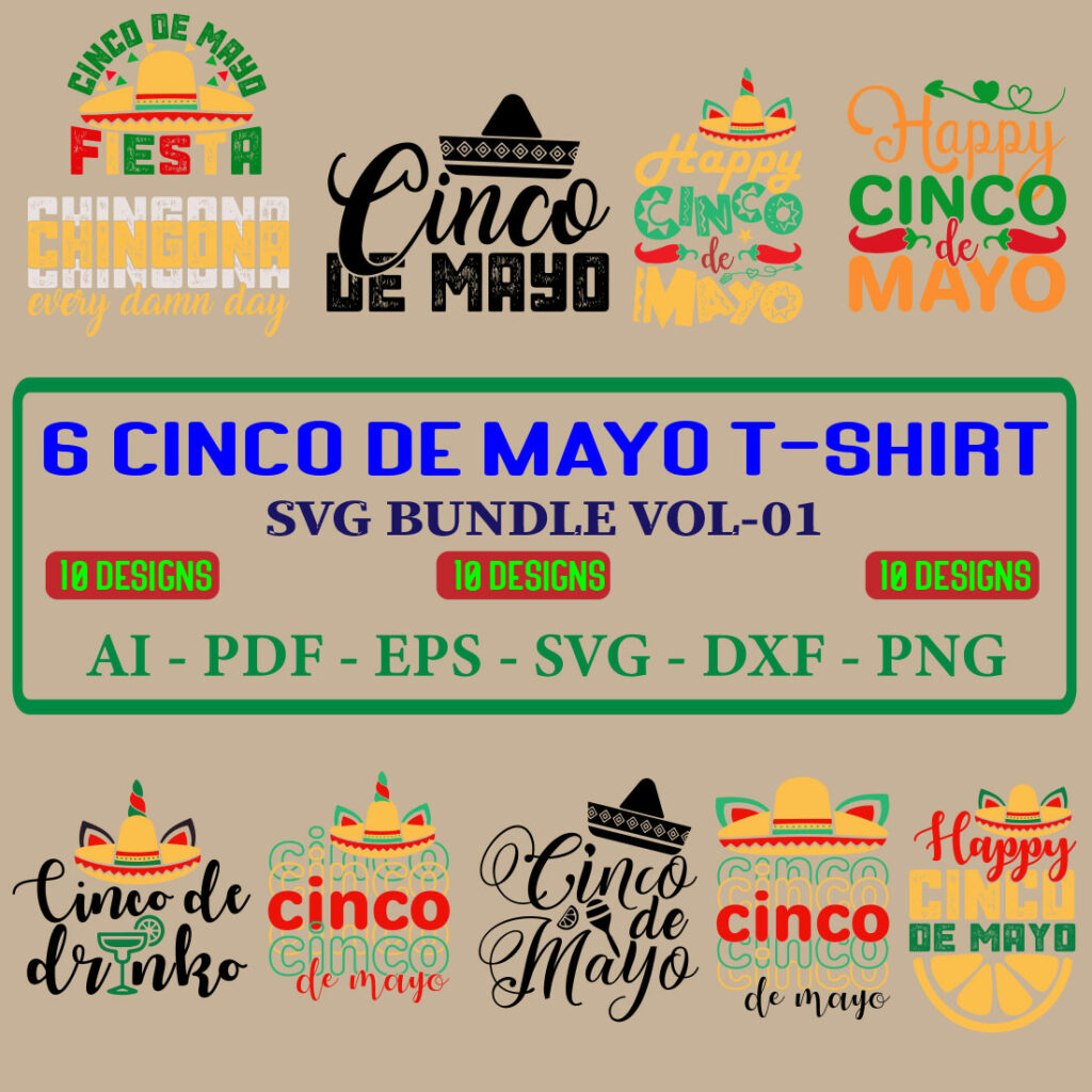 10 Cinco De Mayo T-shirt SVG Bundle Vol-01 - MasterBundles