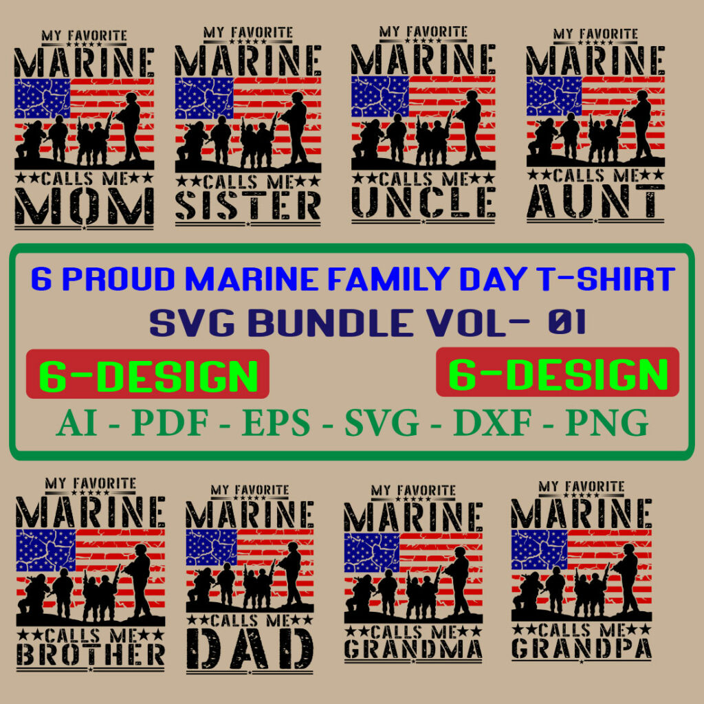 8 Proud Marine Family Day T-shirt SVG Bundle Vol-01 - MasterBundles