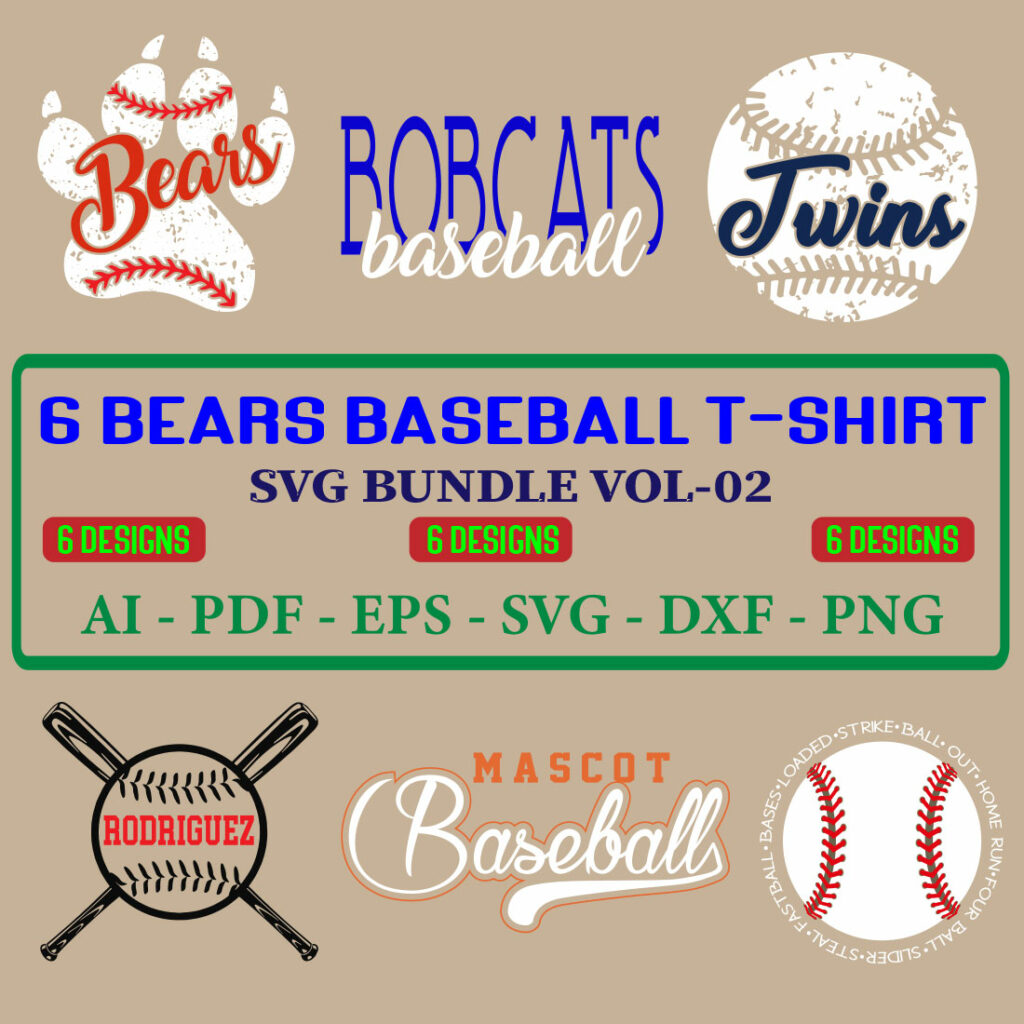 6 Bears Baseball T-shirt SVG Bundle Vol-02 - MasterBundles