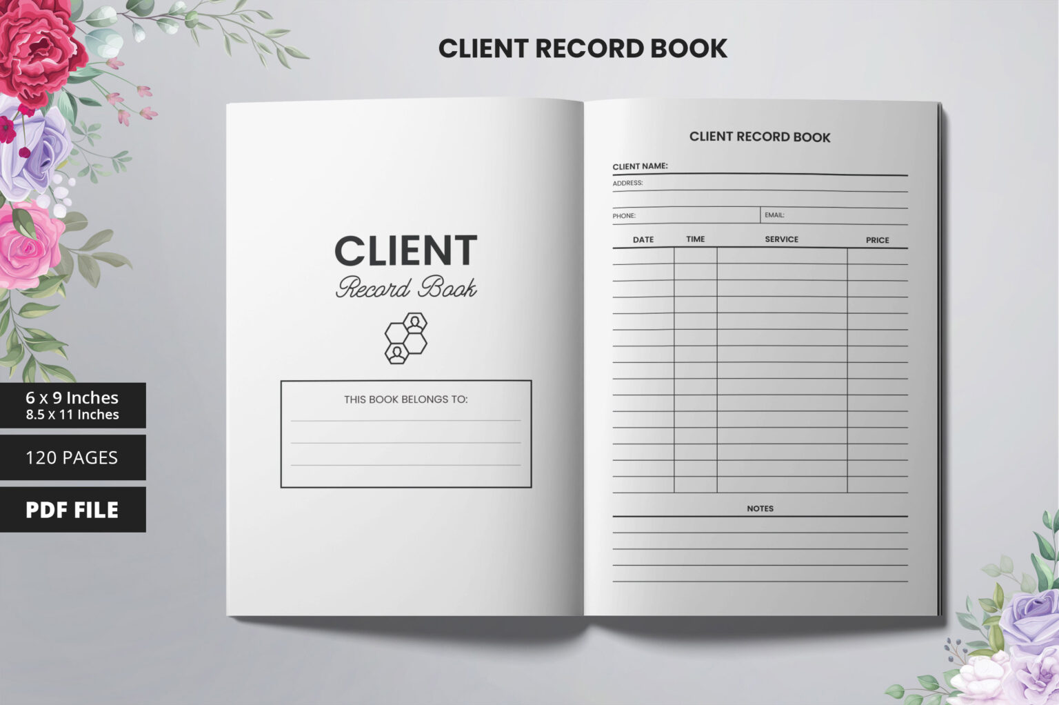 Client Record Book | KDP Interior - MasterBundles
