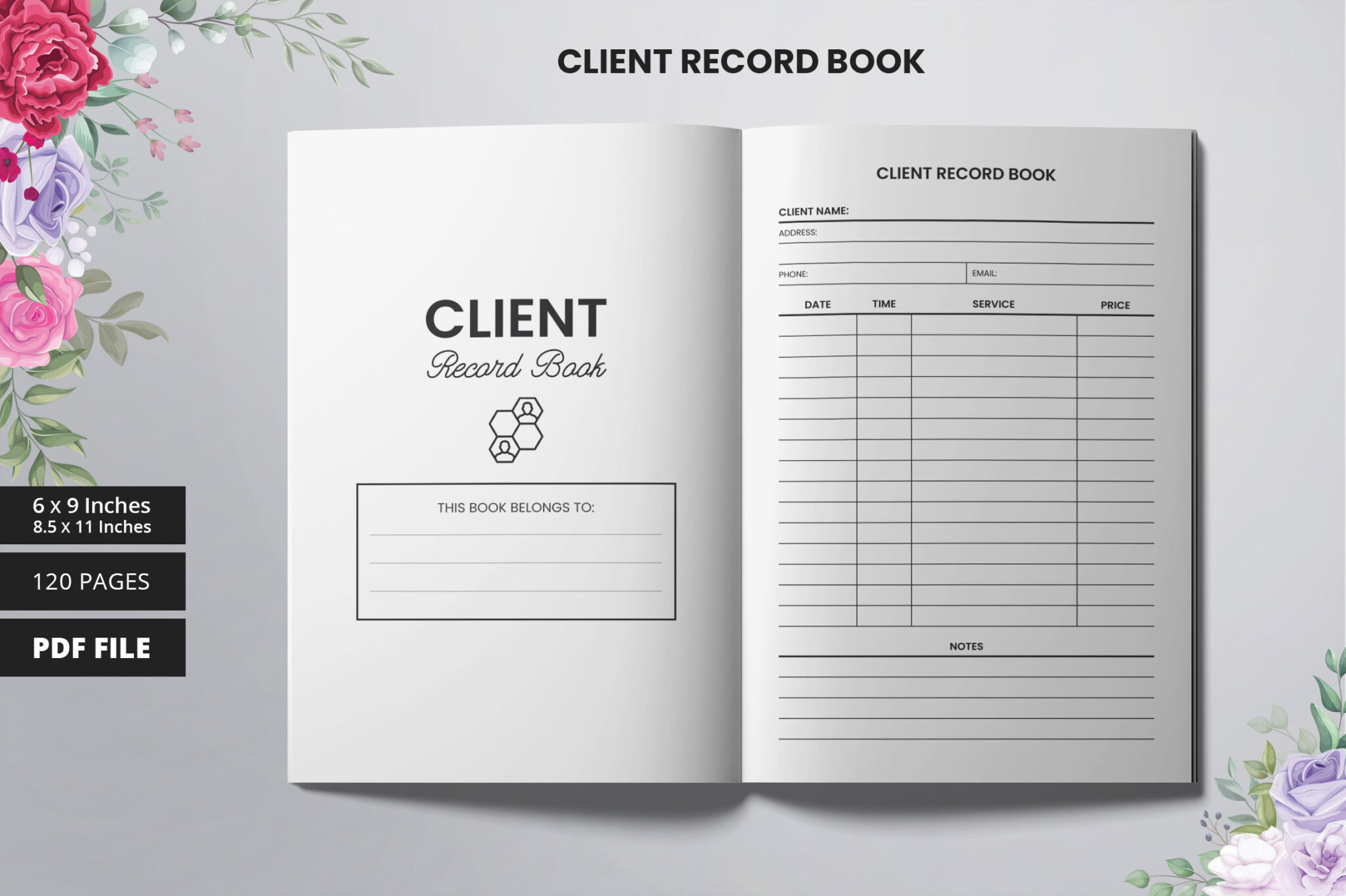 Client Record Book | KDP Interior - MasterBundles