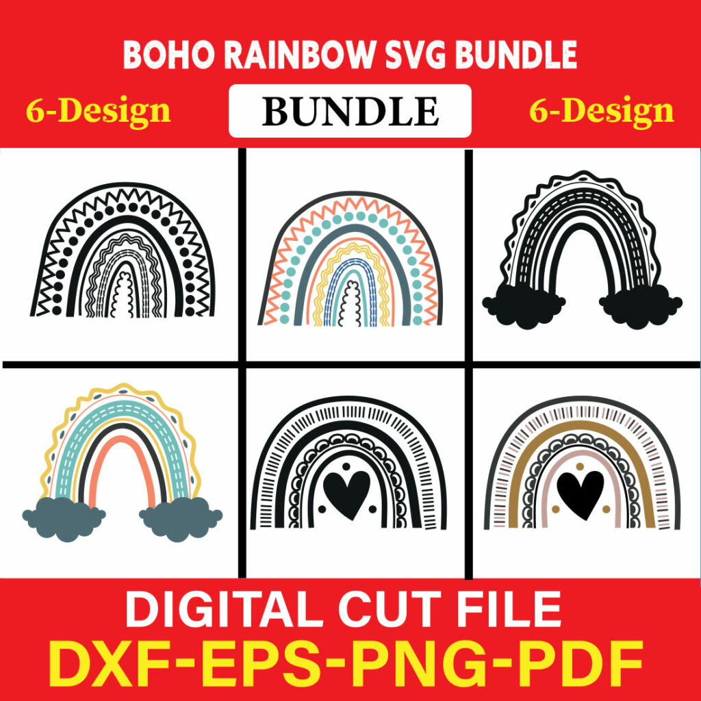 Boho Rainbow T-shirt Design Bundle Vol-1 - MasterBundles