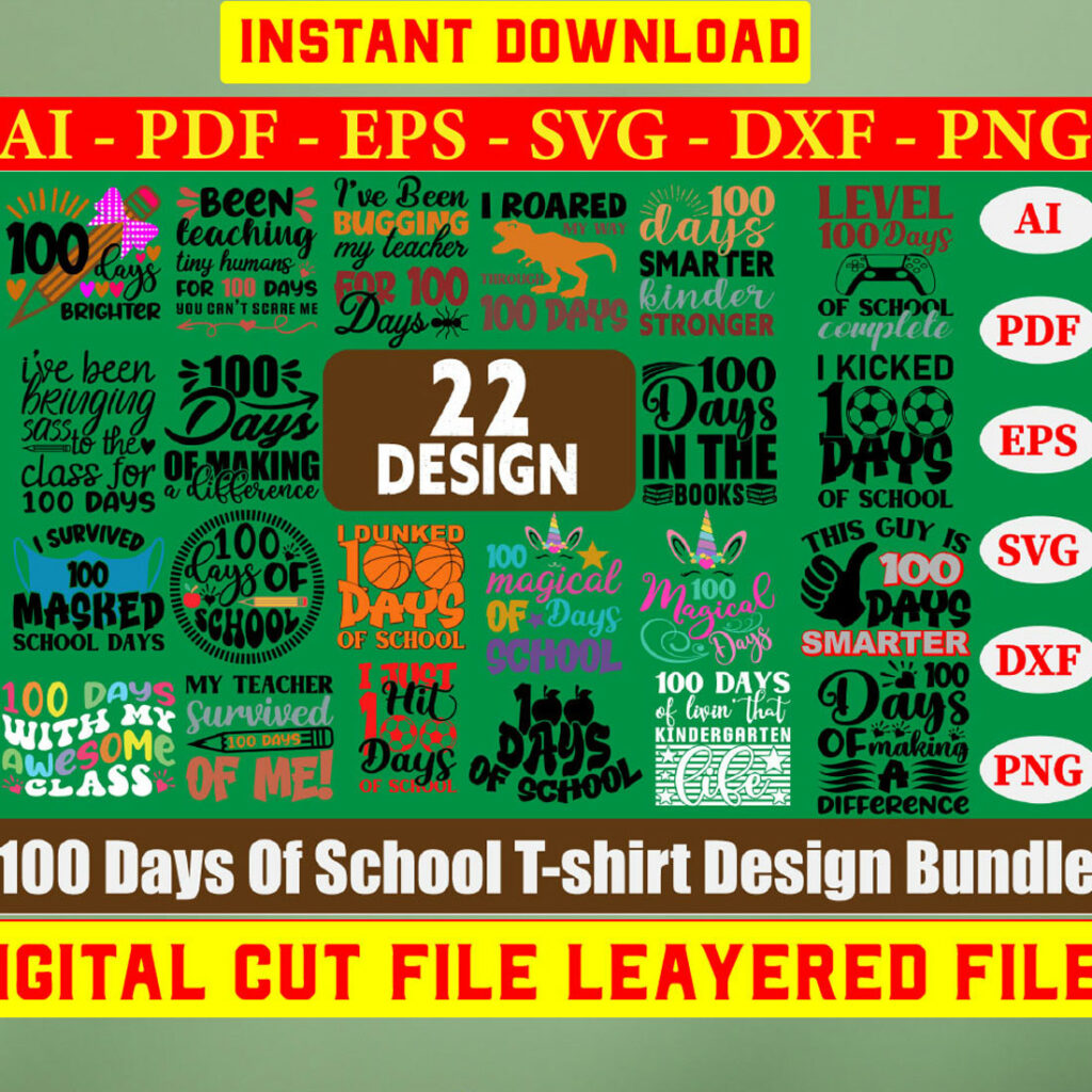 100 Days Of School T-shirt Design Bundle - MasterBundles