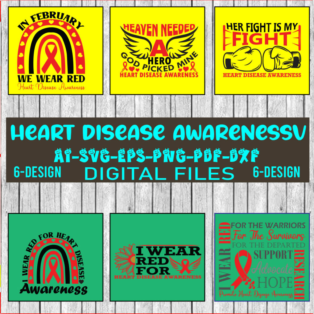 Heart Disease Awareness Svg Bundle, Heart Health Awareness Svg, Heart ...