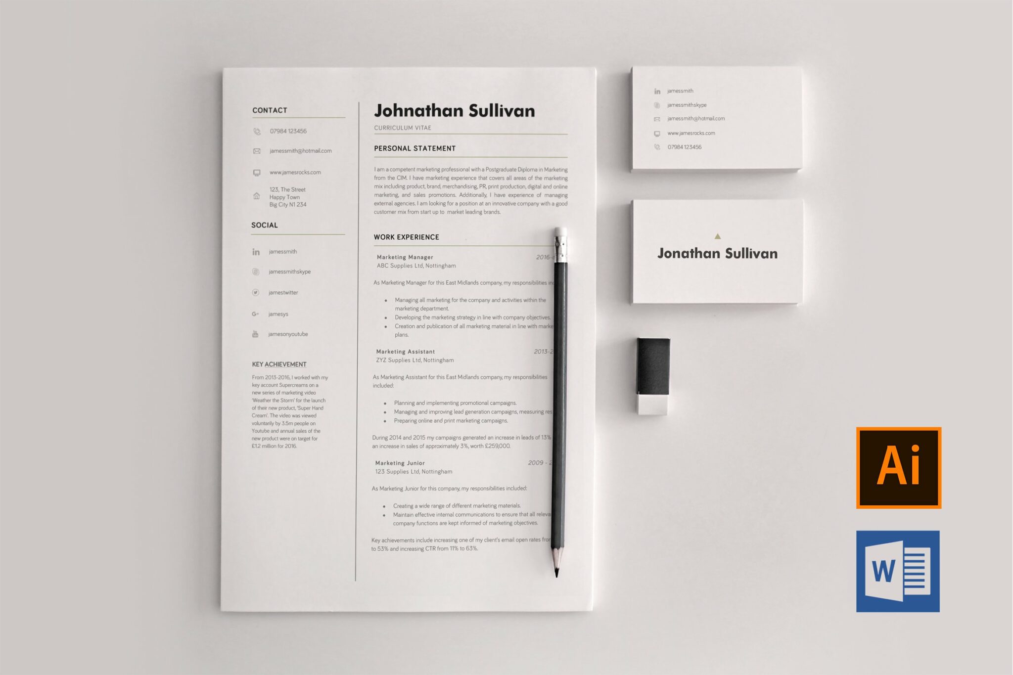 Word A4 CV Resume & Business Card – MasterBundles