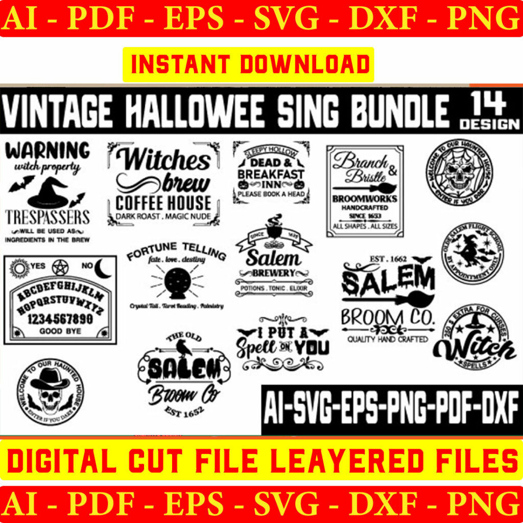Vintage Halloween Sign SVG Bundle, Halloween bundle svg, Primitive ...