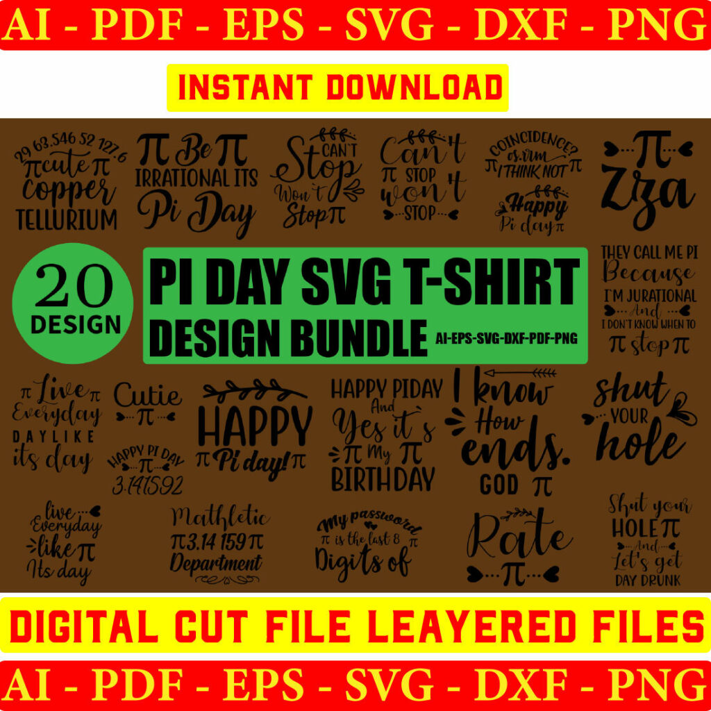 Pi Day T-Shirt Design SVG Bundle - MasterBundles