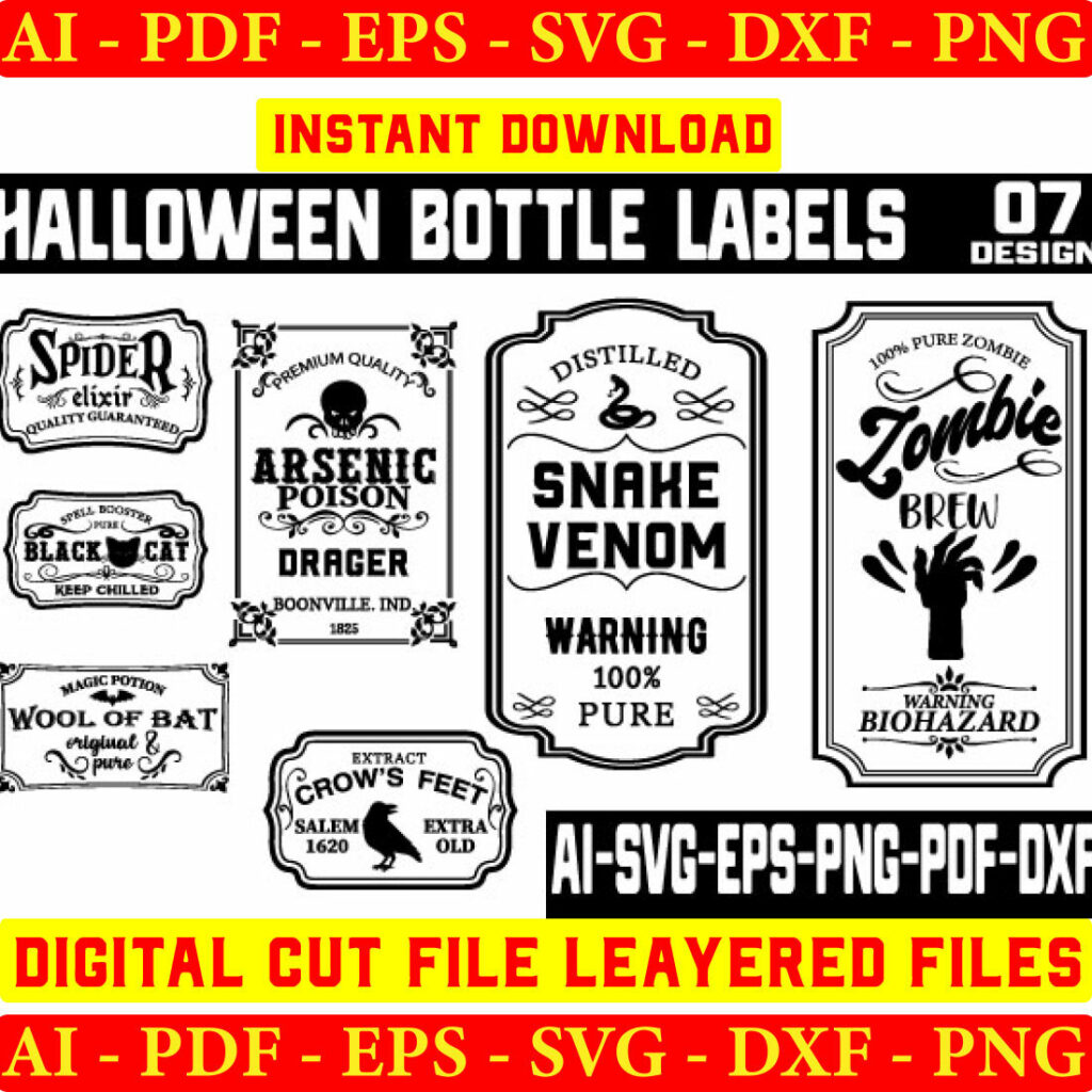 Halloween Bottle Labels svg png, Transparent Labels, Witch's Brew ...