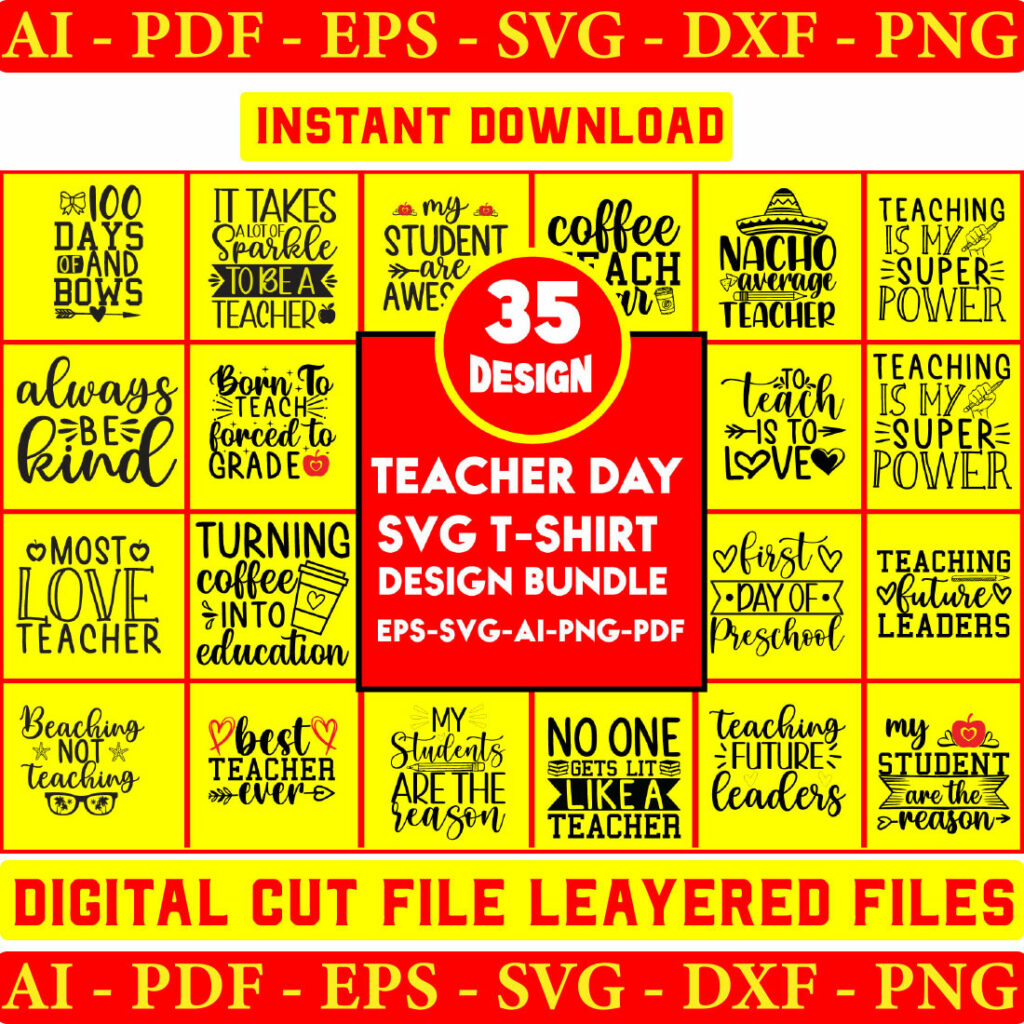Teacher Day SVG T-Shirt Design Bundle - MasterBundles