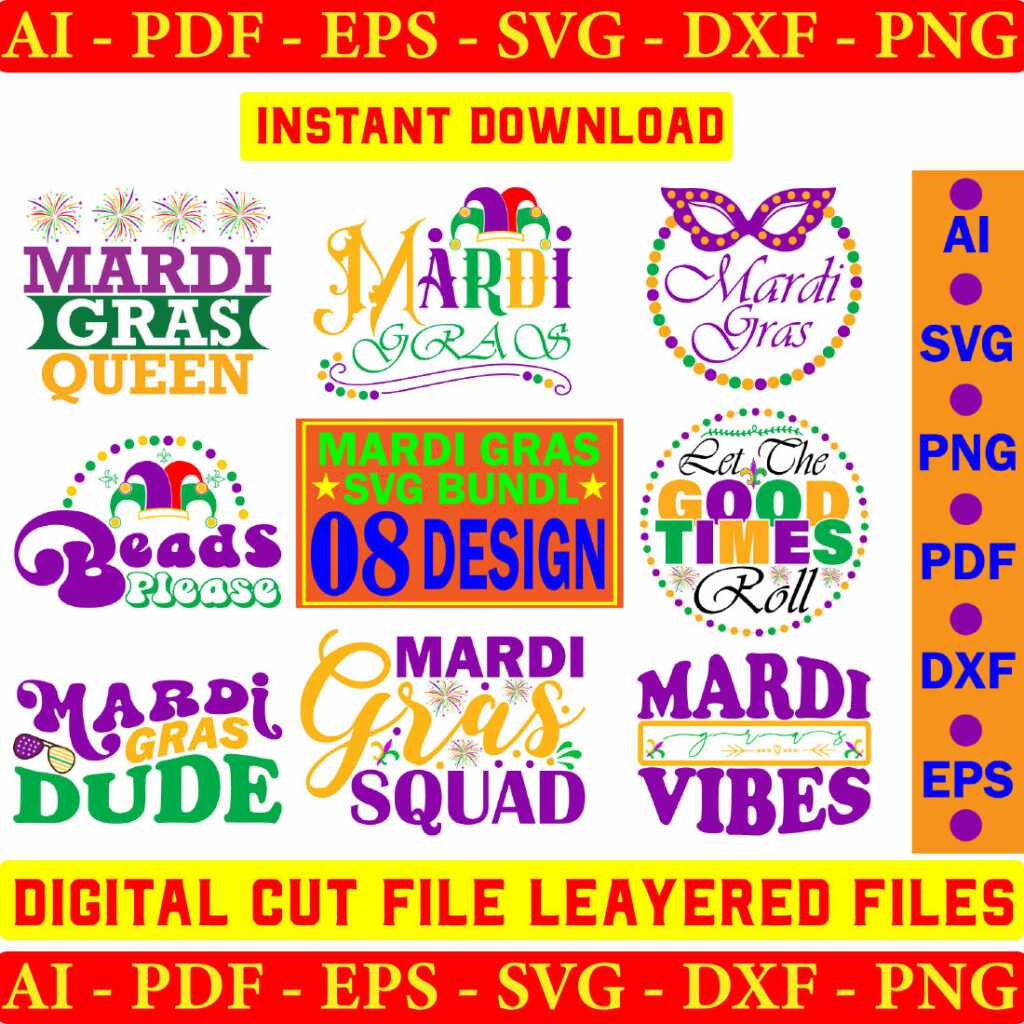Mardi Gras SVG Design Bundle Vol-5 - MasterBundles