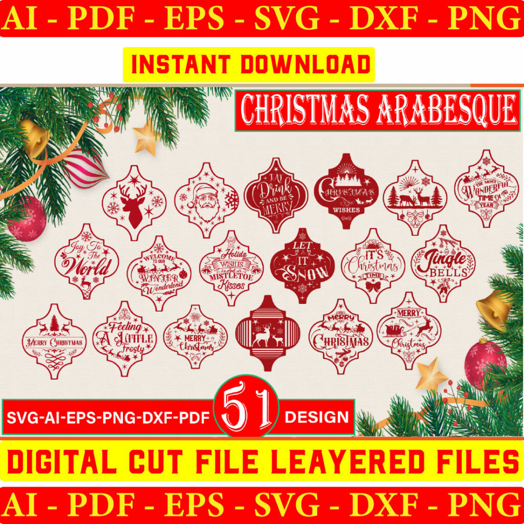 Christmas Arabesque Tile SVG Bundle SVG, Christmas Arabesque svg ...