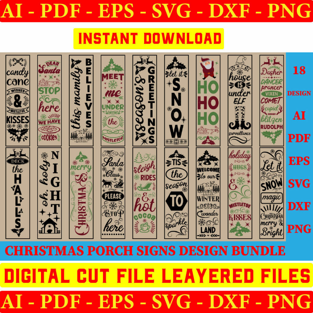 Christmas Porch Sign Svg Bundle, Winter Porch Sign SVG, Christmas Sign ...