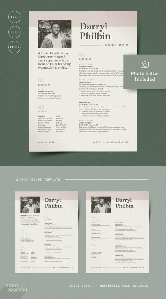 Resume with Picture / CV with Photo – MasterBundles