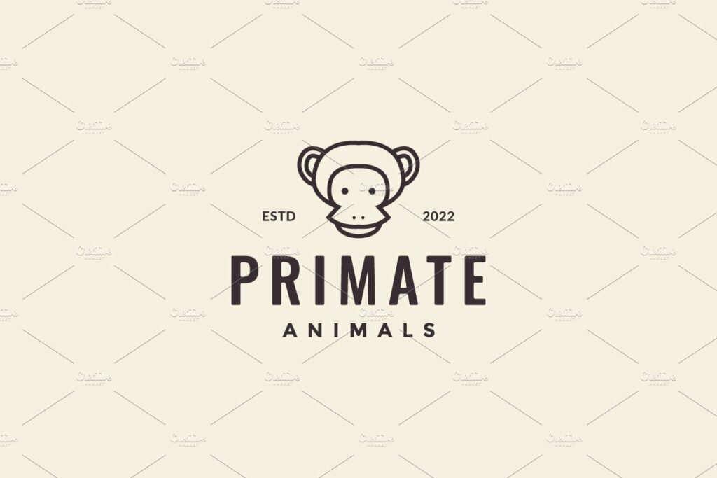 face minimal primate monkey logo – MasterBundles