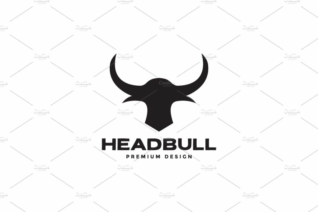 bull head shape modern black logo – MasterBundles