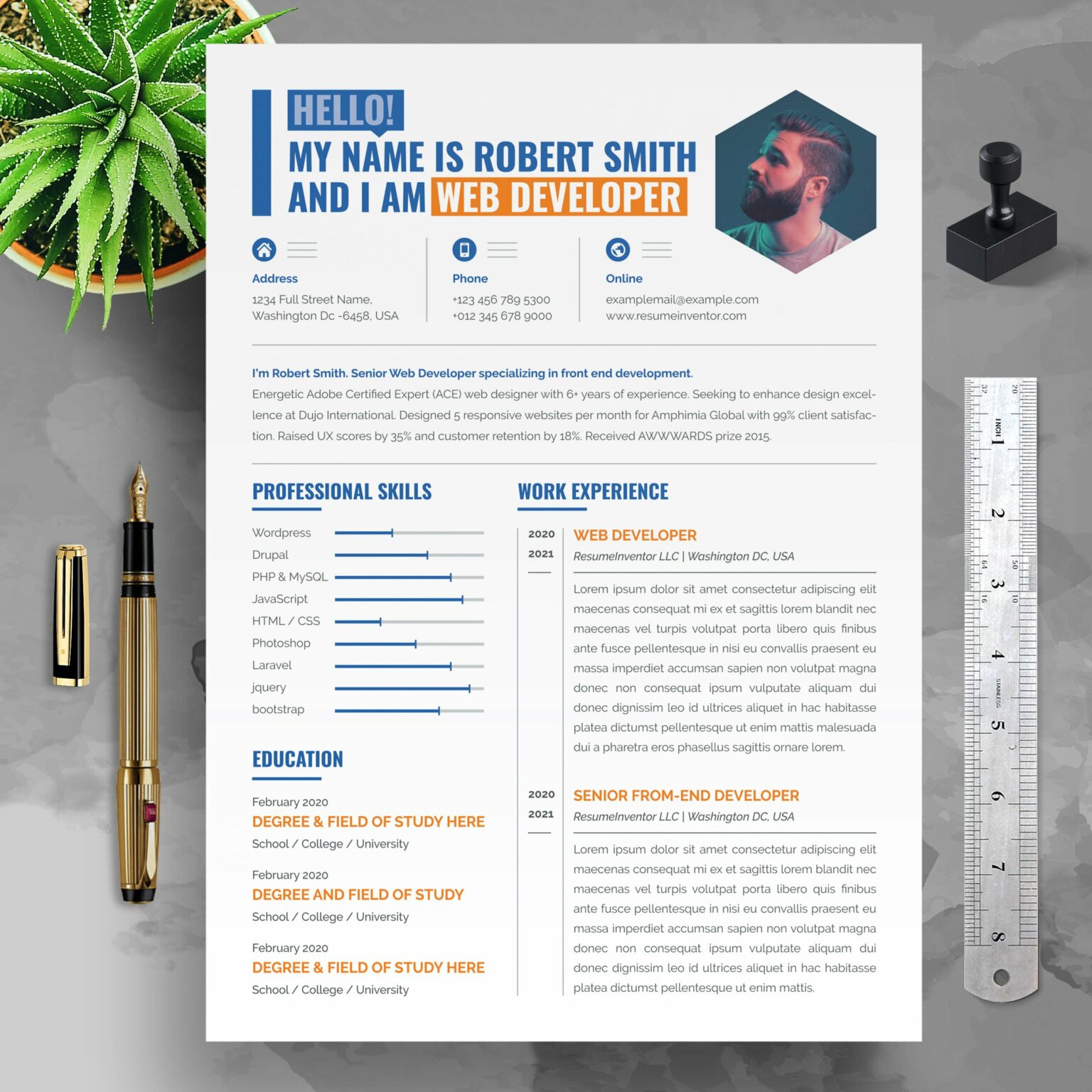 Programmer Resume Template for Word – MasterBundles