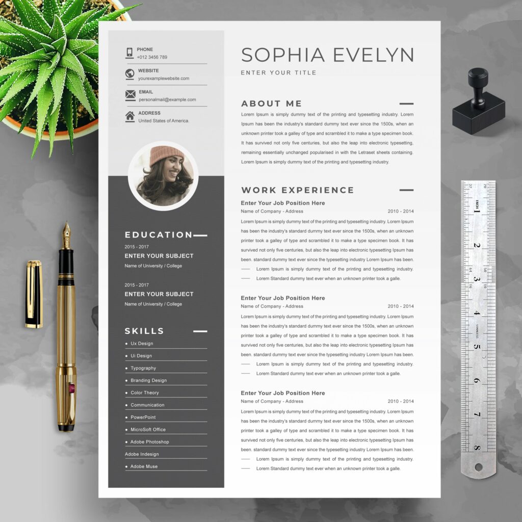 Modern Executive Resume Template – MasterBundles