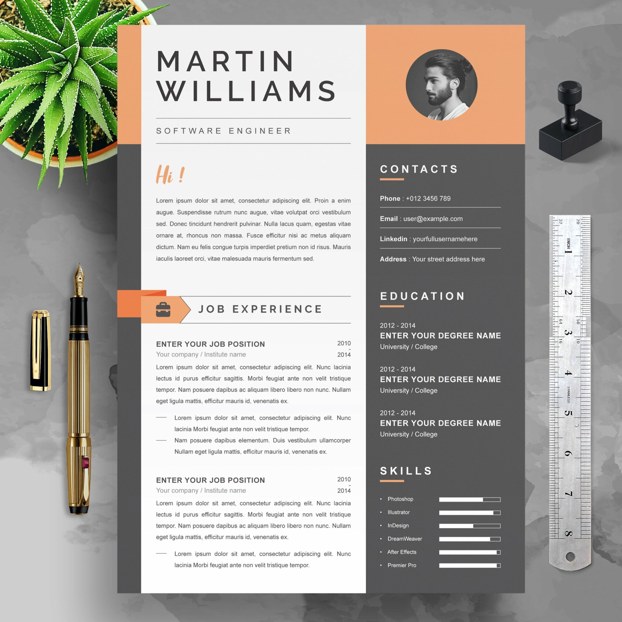 Resume / CV Design Template MS Word – MasterBundles