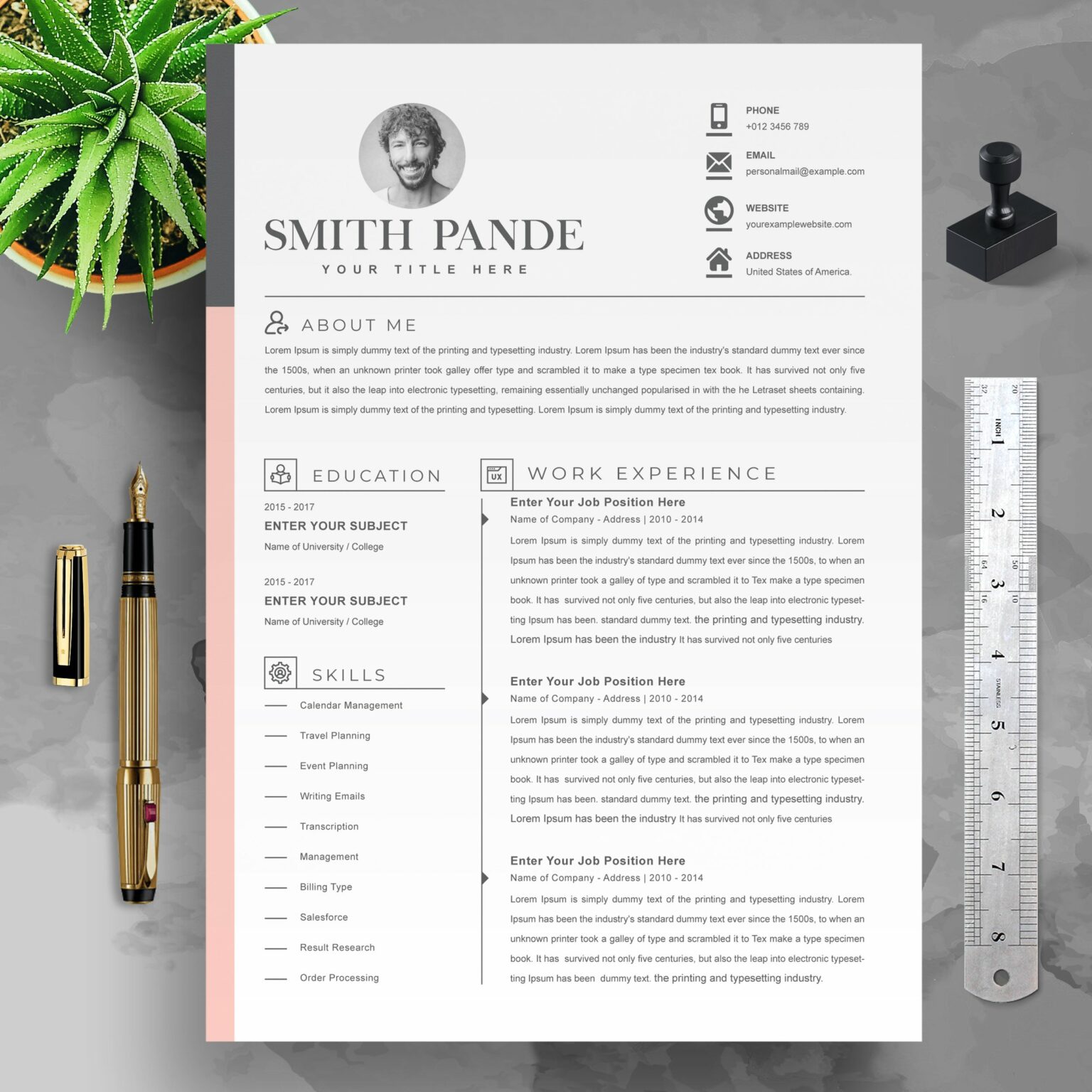 Clean & Modern Resume Template Word – MasterBundles