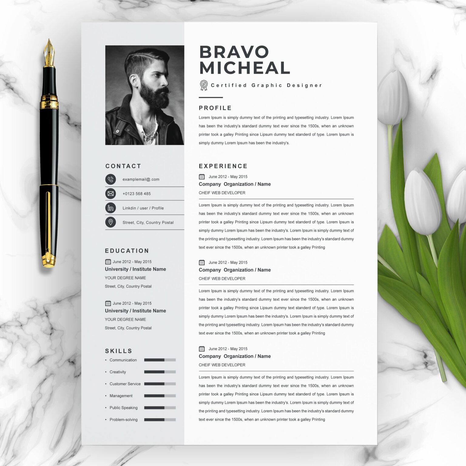 Graphics Designer Resume Template – MasterBundles