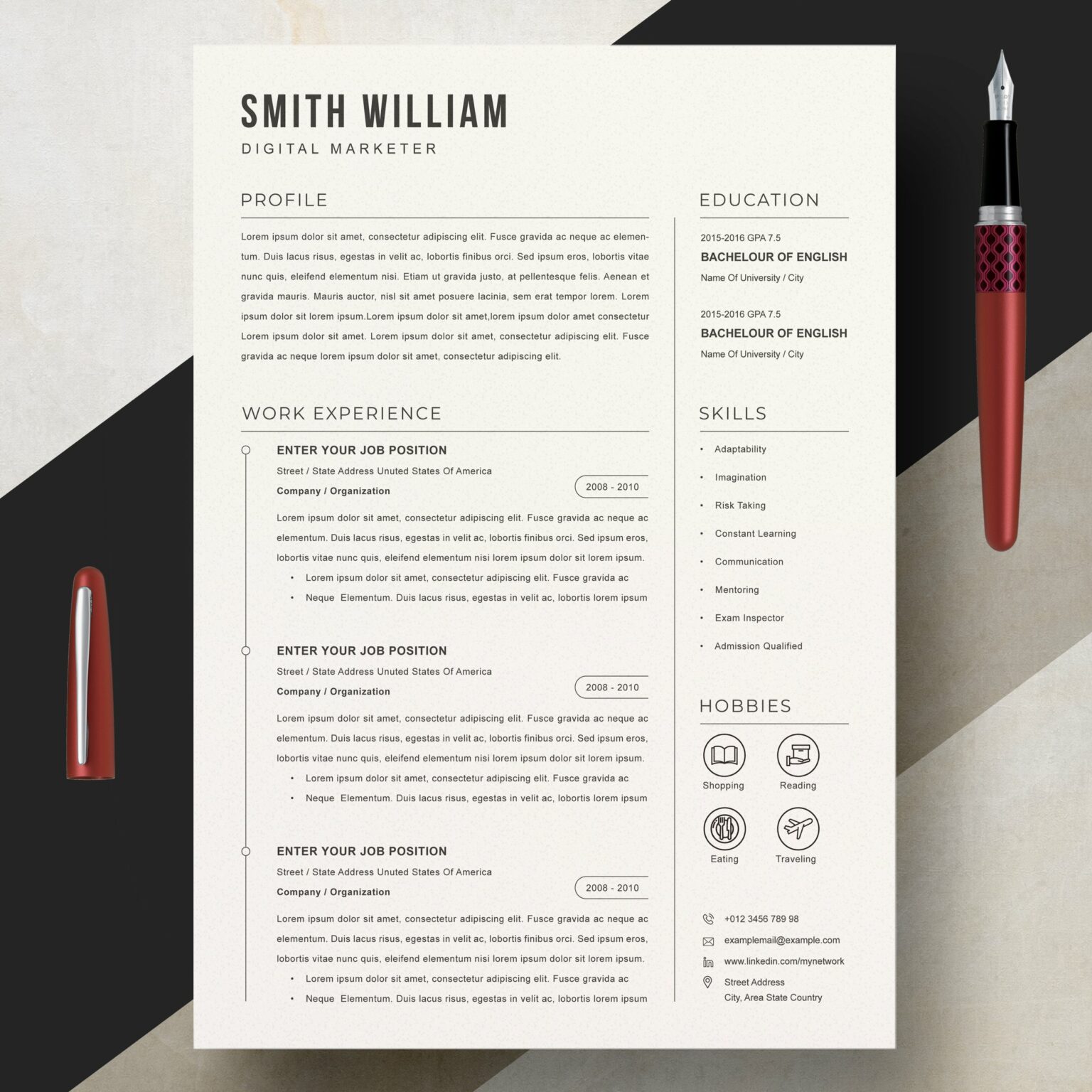 Clean Resume | Professional Resume – MasterBundles