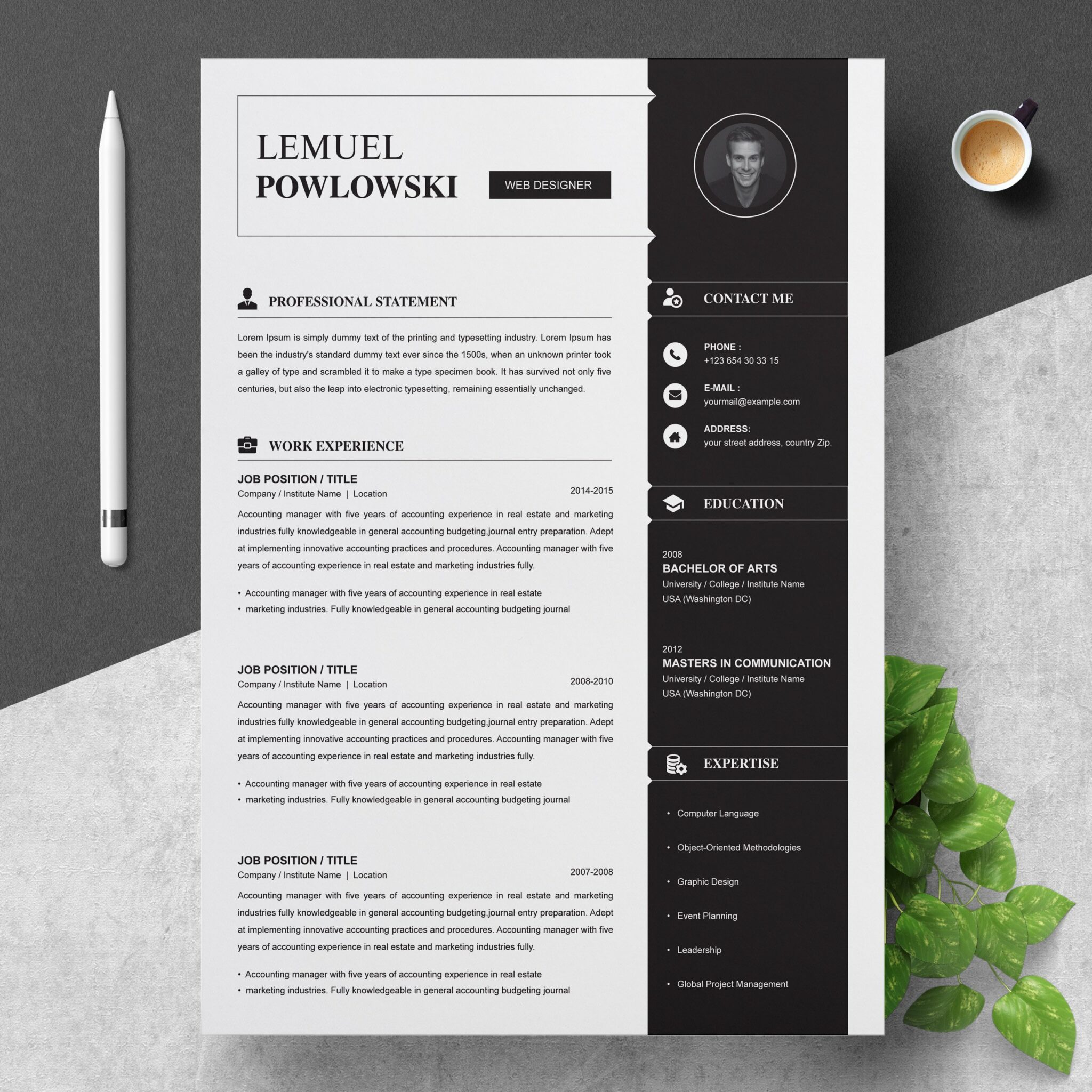 Professional Resume Template / CV – MasterBundles