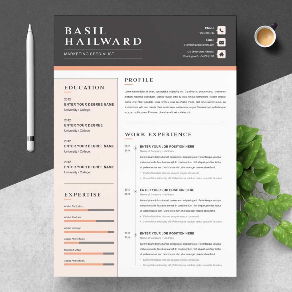 Word Clean Resume Template – MasterBundles