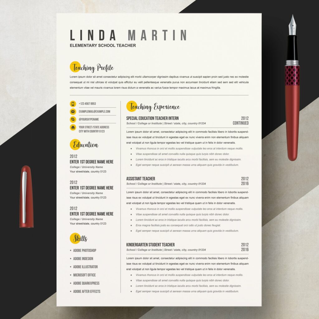 School Teacher Resume Template – MasterBundles
