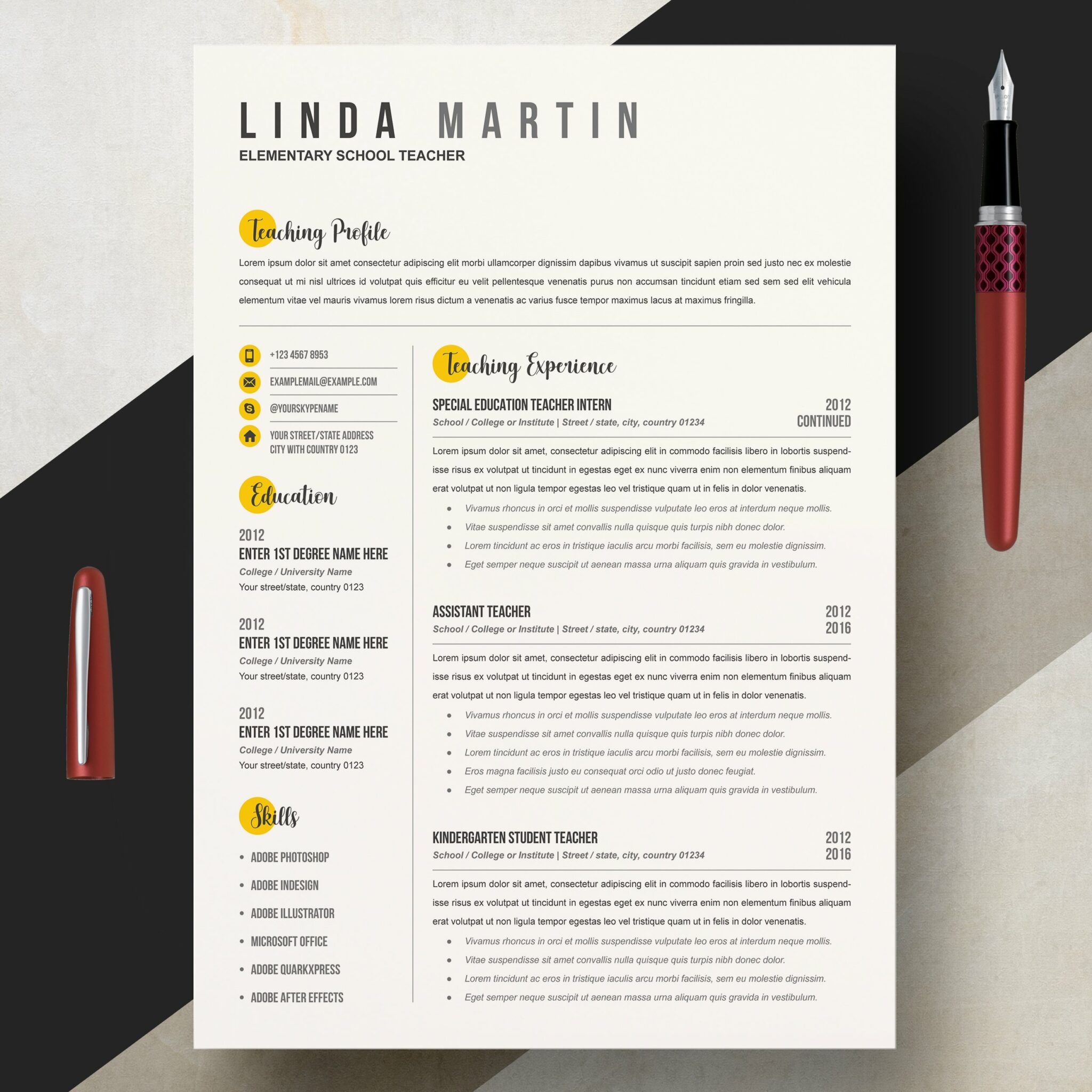 School Teacher Resume Template – MasterBundles
