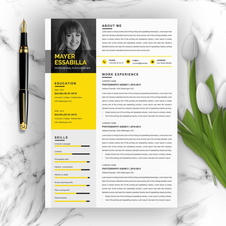 Freelance Photographer Resume / CV Template – MasterBundles